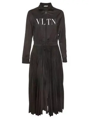 Valentino Garavani Midi Plissé Dress - Black