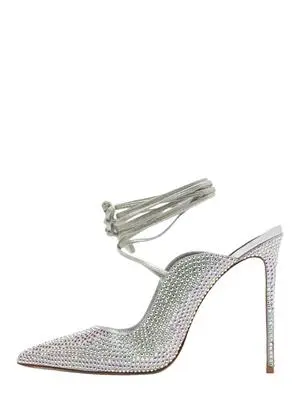 LE SILLA Crystal-embellished Ankle-wrap Stiletto Pumps - Silver