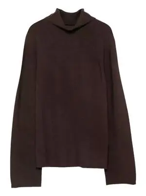 Alpha Studio High Neck Long Sleeve Sweater - Brown