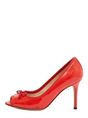 Dolce & Gabbana Leather Bow Detail Peep-toe Pumps - Red