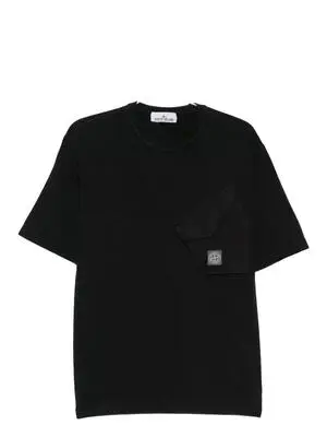 Stone Island Logo-patch Chest-pocket T-shirt - Black
