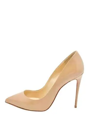 CHRISTIAN LOUBOUTIN Patent Leather Pointed Toe Stiletto Pumps - Neutrals