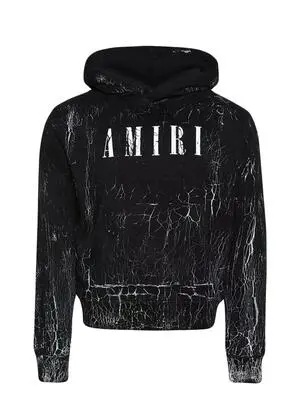 Amiri Cracked Logo-print Hoodie - Black