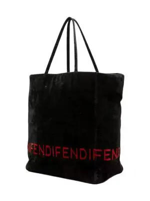 Fendi 20th Century Velour Logo Tote Bag - Black