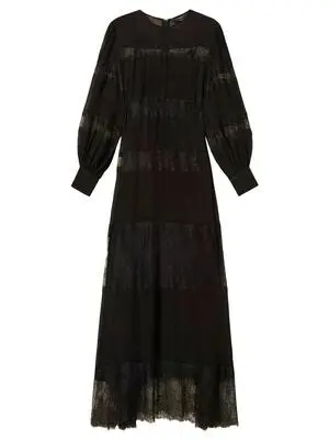 TWINSET Georgette And Lace Long Dress - Black