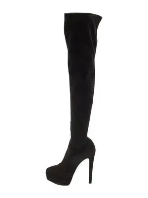 LE SILLA Suede Thigh High Platform Stiletto Boots - Black