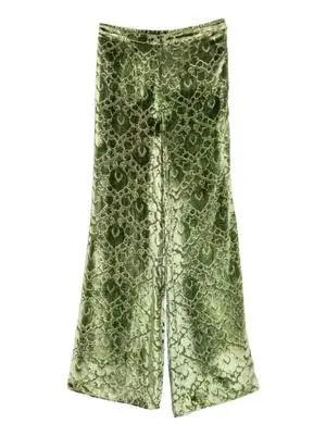FORTE_FORTE Damask Devoré Flared Trousers - Green