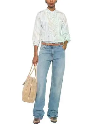 FORTE_FORTE Ruffled Striped Shirt - Neutrals