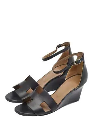 Hermès Legend H Cut-out Wedge Sandals - Black