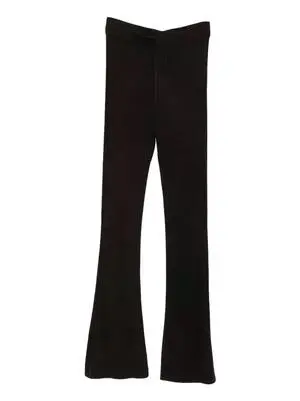 Eric Bompard Rib-knit High-waisted Flared Leg Trousers - Black