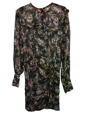 ISABEL MARANT VINTAGE Jirvina Abstract Print Ruffled Dress - Black