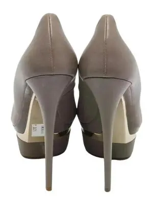 LE SILLA Leather Platform Pumps - Grey