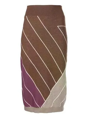 Stella McCartney Knitted Geometric Pattern Midi Skirt - Brown
