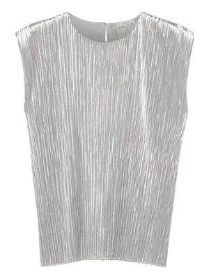 FORTE_FORTE Pleated Velvet Top - Silver