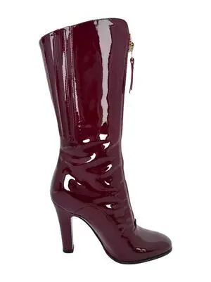 Valentino Garavani Patent Leather Zip Detail Mid-calf Boots - Red