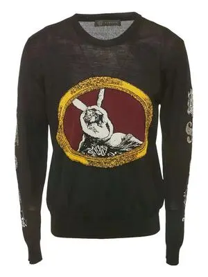 Versace Printed Knit Sweater - Black
