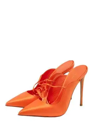 LE SILLA Satin Lace-up Stiletto Pumps - Orange