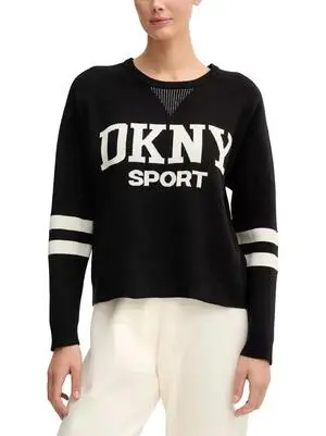 Dkny Crew-neck Stripe-detail Sweater - Black