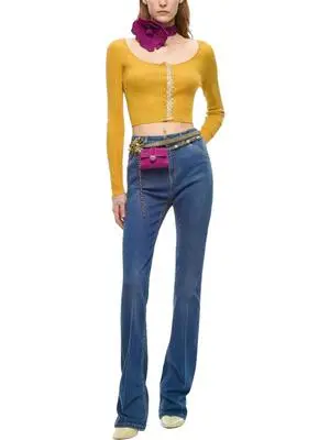 PINKO Flared-Leg Jeans With Classic Five Pockets And Pressed Crease