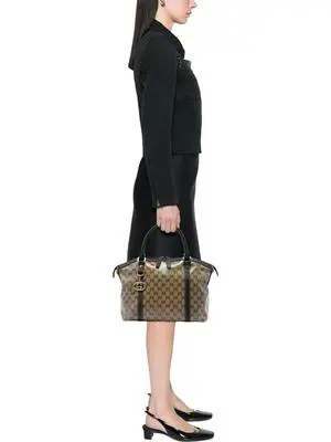 Gucci Gg Crystal Charm Dome Satchel - Neutrals