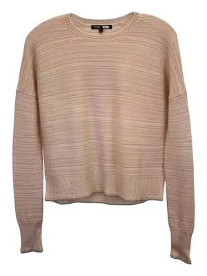 Maje Pink Wool Rib-knit Sweater With Glitter Stripe Trim - Neutrals