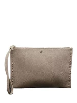 Fendi Selleria Wristlet Clutch Bag - Neutrals