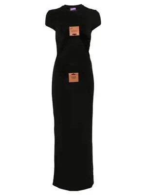 JEAN PAUL GAULTIER Logo Patch Gathered Maxi Dress - Black