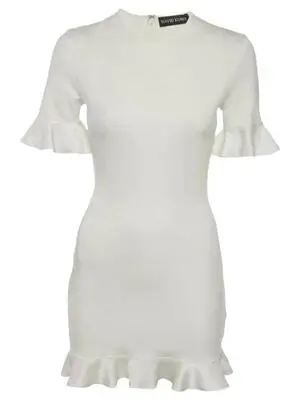 David Koma Ruffled Cut-out Midi Dress - White