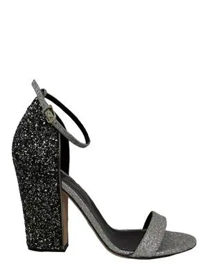 SERGIO ROSSI Glitter Block-heel Sandals - Silver