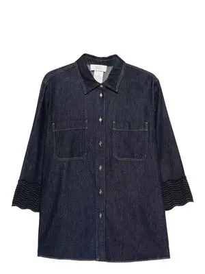 Marina Rinaldi Mrsabissi Denim Shirt With Scalloped Cuffs - Blue