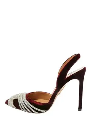 AQUAZZURA Gatsby Embellished Slingback Pumps - Red