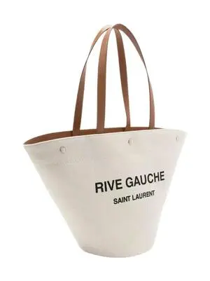 Saint Laurent 2022 Rive Gauche Trapezoid Tote Bag - Neutrals
