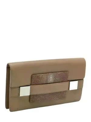 Delvaux Madame Stingray-panel Clutch Bag - Neutrals