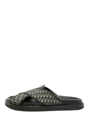 Dior Oblique Canvas Slide Sandals - Black