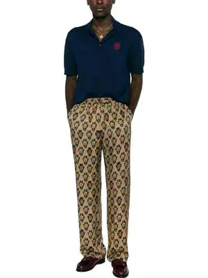 Drole De Monsieur Logo-embroidered Knit Polo Shirt - Blue
