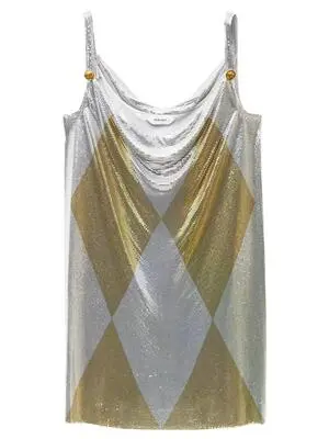 Versace Metal Mesh Mini Dress With Medusa Hardware - Silver