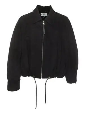 Loewe Wool Zip-up Drawstring Jacket - Black