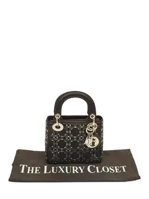 Dior 2016 Mini Lady Strass-embellished Tote Bag - Black