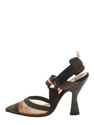Fendi Colibri Zucca Mesh Slingback Pumps - Black