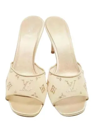 LOUIS VUITTON Revival Crystal-embellished Heeled Sandals - Neutrals