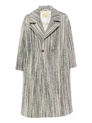 Momoni Chevron Pattern Double-breasted Coat - Neutrals