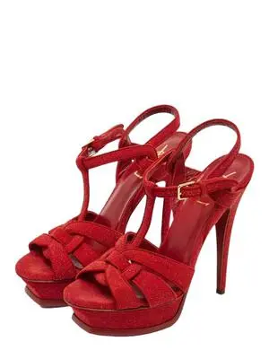 Saint Laurent Tribute Platform Sandals - Red