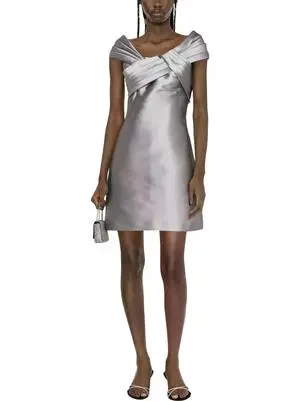 Alberta Ferretti Pleated Mikado Minidress - Grey