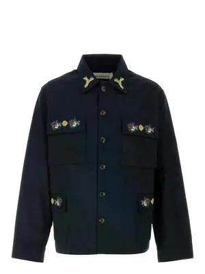 BAZISZT Pine Floral-embroidered Jacket - Blue