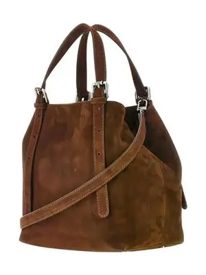 AUTENTICA 504 Small Galatea Buckle-detail Suede Tote Bag - Brown