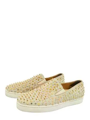 CHRISTIAN LOUBOUTIN Pik Boat Spiked Sneakers - Neutrals