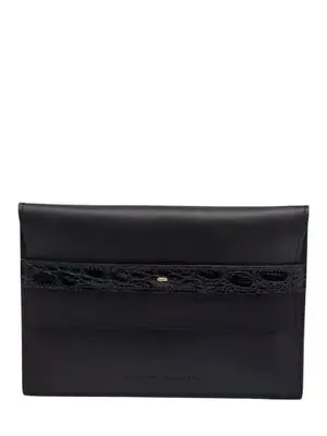 GIUSEPPE ZANOTTI Croc-embossed Flap Clutch Bag - Black
