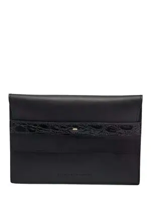 GIUSEPPE ZANOTTI Croc-embossed Flap Clutch Bag - Black