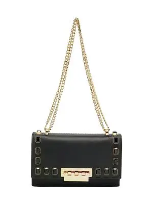 Zac Posen Crystal Embellished Earthette Shoulder Bag - Black