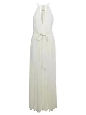 Alice + Olivia Halter Neck Sleeveless Maxi Dress - White